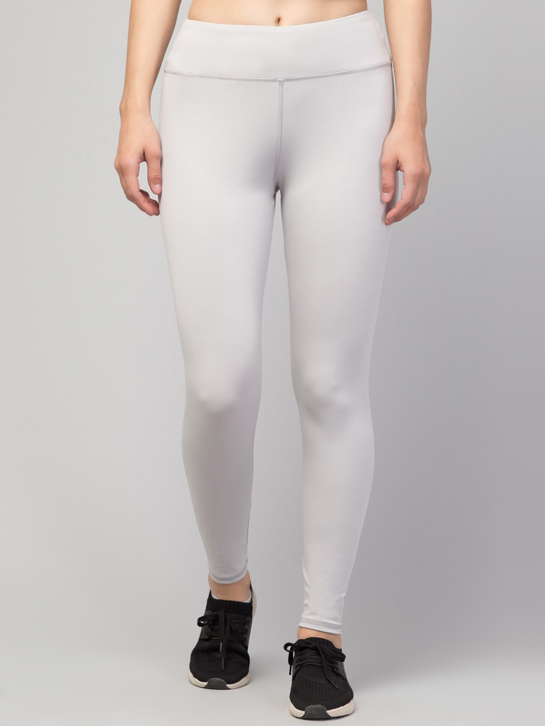 Elegant Light Grey Women Plain Gym Tights - Solfru Dropship